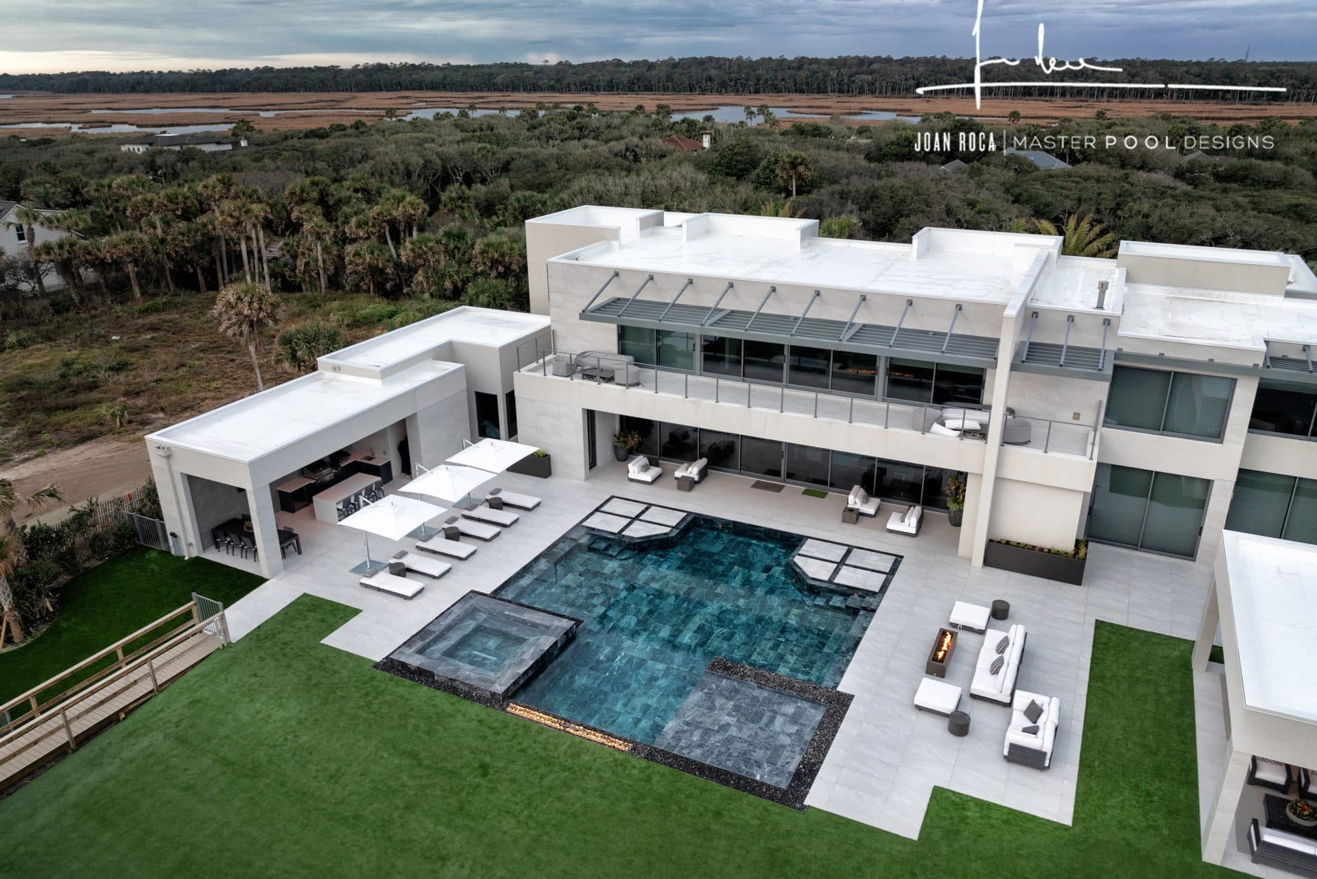 Custom Swimming Pool Design Ponte Vedra With Fire Feature